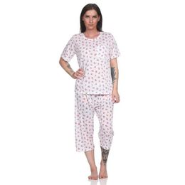 EloModa Pyjama Damen Pyjama 3/4 Hose & Shirt Schlafanzug Hausanzug Sommer; M L XL 2XL (2 tlg)