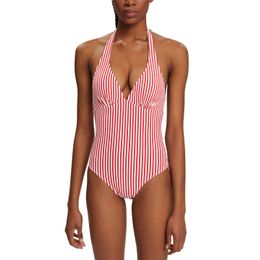 Esprit Silvance Beach Badeanzug, Streifen, Neckholder, für Damen, rot, 36