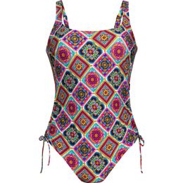 Rosa Faia Crochet Flower Badeanzug, schmale Träger, Schleifen, für Damen, mehrfarbig, 38D