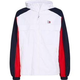 Tommy Jeans Windbreaker-Jacke, Kapuze, Stehkragen, für Herren, weiß, L