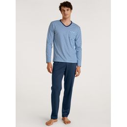 Calida Relax Streamline Schlafanzug, Baumwolle, für Herren, blau, L