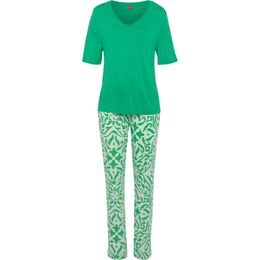 s.Oliver Fashion Dreams Schlafanzug, V-Ausschnitt, für Damen, grün, 36/38