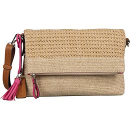 Tom Tailor Schultertasche, Reißverschluss, Bastoptik, für Damen, beige