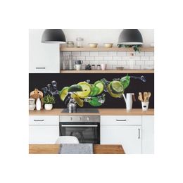 Bilderdepot24 Küchenrückwand schwarz dekor Obst Wandpaneel Küche Mojito Zutaten Wandverkleidung
