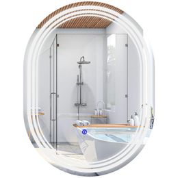 kleankin Ovaler Badezimmerspiegel mit einstellbarer Lichthelligkeit silber (Farbe: silber)