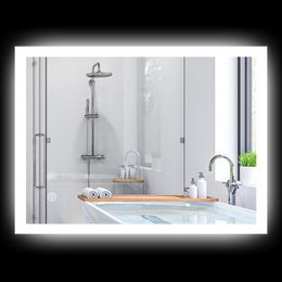 kleankin Badezimmerspiegel mit 3 Farbtemperatur Möglichkeiten weiß, silber (Farbe: weiß, silber)