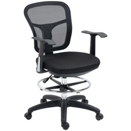 Vinsetto Höhenverstellbarer Bürostuhl mit Füßstütze schwarz (Farbe: schwarz)