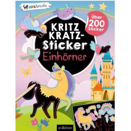 Ars Edition Kritzkratz-Sticker - Einhörner, Kartoniert (TB)