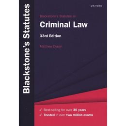 Oxford University Blackstone's Statutes on Criminal Law - Matthew Dyson, Kartoniert (TB)