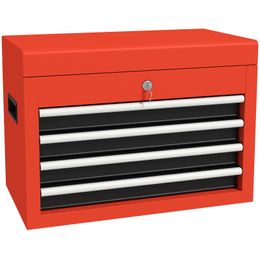 DURHAND Werkzeugkasten mit 4 Schubladen und Schlüssel rot (Farbe: rot)