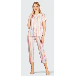 Hajo Schlafanzug Damen Pyjama geknöpft (2 tlg) farbenfroh