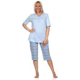 Normann Pyjama Damen kurzarm Capri Schlafanzug im Ethnolook