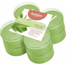 Duftteelichter Maxi True Scents Grüner Tee ø 4,6 cm, 8er Pack Teelichter - bolsius