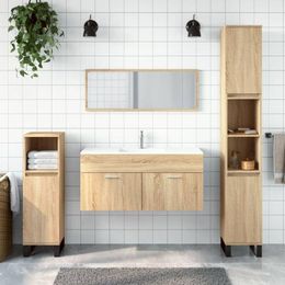 Badschrank,Badezimmerschrank mit Spiegel Sonoma-Eiche Holzwerkstoff vidaXL