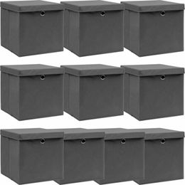 Vidaxl - Aufbewahrungsboxen mit Deckeln 10 Stk. Grau 32x32x32 cm Stoff Grau