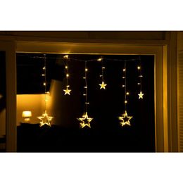Spetebo Led Sternen Lichtervorhang warm weiß - 100 cm - Deko Lichterkette mit 63 led für Innen