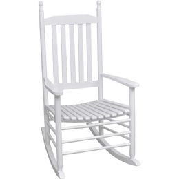 Schaukelstuhl,Relaxsessel mit Gebogener Sitzfläche Weiß Holz vidaXL
