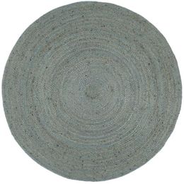 Teppich,Fußmatte Handgefertigt Jute Rund 240 cm Olivgrün vidaXL