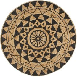 Bonnevie - Teppich,Fußmatte Handgefertigt Jute mit Schwarzem Aufdruck 150 cm vidaXL