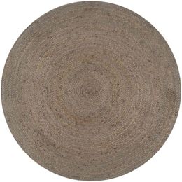Teppich,Fußmatte Handgefertigt Jute Rund 150 cm Grau vidaXL