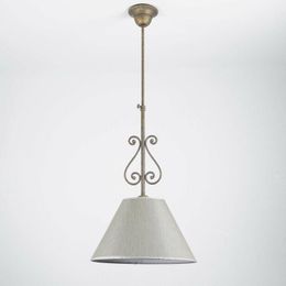 Licht-Erlebnisse Rustikale Deckenlampe Stoffschirm Handarbeit - Bronze Antik matt, Creme