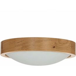 Licht-Erlebnisse - Deckenlampe rund Holz Glas Schirm Ø27cm Wohnzimmer - Eiche