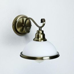 Licht-Erlebnisse Wandlampe elisett mit Glasschirm Antik - Bronze Antik, Weiß (Bilder zeigen Tag- & Nachtaufnahmen)