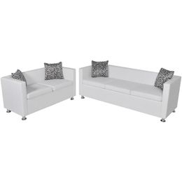 Sofa-Set Kunstleder 3-Sitzer + 2-Sitzer Weiß vidaXL137744