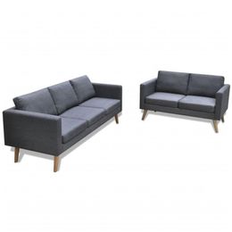 Bonnevie - Sofa Set 2-Sitzer und 3-Sitzer Stoff Dunkelgrau vidaXL434498