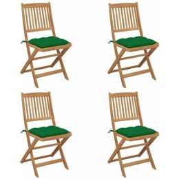 Vidaxl - Klappbare Gartenstühle 4 Stk. mit Kissen Massivholz Akazie Grün