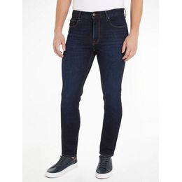 Tommy Hilfiger 5-Pocket-Jeans SLIM BLEECKER PSTR mit Tommy Hilfiger Leder-Batch am hinteren Bundabschluss, blau