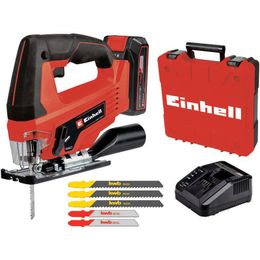 Einhell Akku-Stichsäge tc-js 18 Li (1x2,5 Ah) Power X-Change (Li-Ion, 18 v, Pendelhubfunktion, Absaugadapter, inkl. 1x 2,5 Ah Akku, Ladegerät und Koffer)