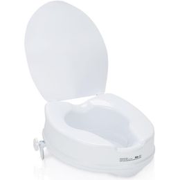 Swanew - Toilettensitzerhöhung WC-Sitze Abnehmbaren für bis 150kg mit Deckel Senioren Erhöhung 10cm - Weiß