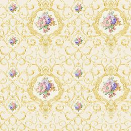 A.S. Création A.s.creations - Elegante Tapete mit Blumen | Bunte Barock Vliestapete mit Ornament französisch | Edle Landhaus Wandtapete mit Vinyl für Wohnzimmer