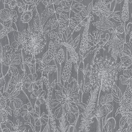 A.S. Création Tapete mit Blumen gezeichnet | Moderne Blumentapete in Grau und Weiß ideal für Schlafzimmer | Florale Vliestapete im Landhausstil - 10,05 x 0,53 m