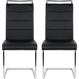 2er-Set Küchenstühle, Esszimmerstühle, mit Sitz und Rückenlehne aus pu, Metallbeinen, Hauptfarbe Schwarz und Weiß - Haloyo