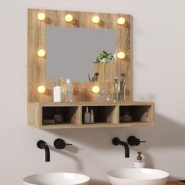 Spiegelschrank mit LED,Bad Hängeschrank Sonoma-Eiche 60x31,5x62 cm vidaXL