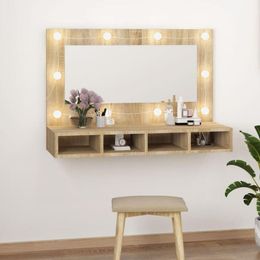Spiegelschrank mit LED,Bad Hängeschrank Sonoma-Eiche 90x31,5x62 cm vidaXL