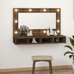 Spiegelschrank mit LED,Bad Hängeschrank Braun Eiche-Optik 90x31,5x62 cm vidaXL