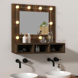 Spiegelschrank mit LED,Bad Hängeschrank Braun Eiche-Optik 60x31,5x62 cm vidaXL
