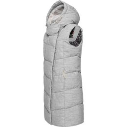 Ragwear Steppweste Pavla Vest stylische Winterweste mit Teddyfutter und Kapuze, weiß