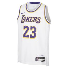 LeBron James Los Angeles Lakers Icon Edition 2022/23 Nike Dri-FIT NBA Swingman Trikot für ältere Kinder - Weiß