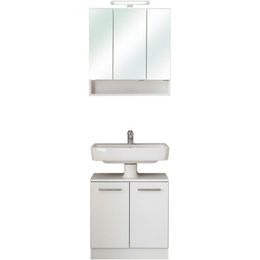 Saphir Badmöbel-Set Quickset 953 2-teilig, Waschbeckenunterschrank und LED-Spiegelschrank, (Set), in Weiß Glanz, Badmöbel inkl. Türdämpfer, ohne Waschbecken, 5 Türen, weiß