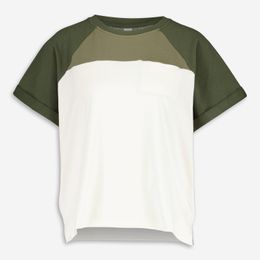 TK Maxx Weiß-dunkelgrünes Sport-T-Shirt