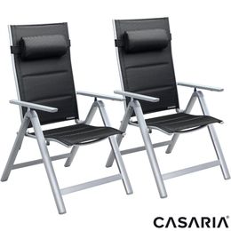 Casaria® Gartenstuhl Bern Premium 2er-Set Silber gepolstert