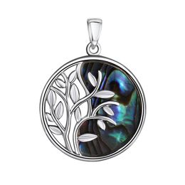 Ketten-Anhänger Vivance "925-Sterling Silber rhodiniert Abalone" Schmuckanhänger Gr. ONE-SIZE, Silber 925 (Sterlingsilber), 3,9 g, blau (blau, blau) Damen Anhänger