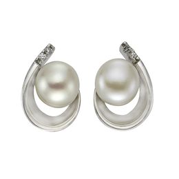 Paar Ohrstecker ZEEme "925 Silber Perle weiß" Ohrringe Gr. ONE-SIZE, Silber 925 (Sterlingsilber), weiß (weiß, weiß) Damen Ohrstecker