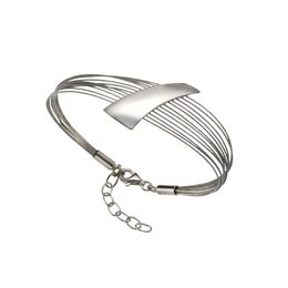 Armband Vivance "925/- Sterling Silber rhodiniert + Stahl" Armbänder Gr. 17 + 3cm, Silber 925 (Sterlingsilber)-Edelstahl, weiß Damen Armbänder Silber