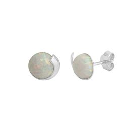 Paar Ohrstecker Vivance "925/- Sterling Silber rhodiniert imit. Opal weiß" Ohrringe Gr. ONE-SIZE, Silber 925 (Sterlingsilber), weiß (weiß, weiß) Damen Ohrstecker