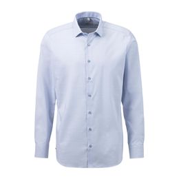 Langarmhemd OLYMP "Level 5 body fit" Gr. 44, N-Gr, blau (rauchblau) Herren Hemden Langarm